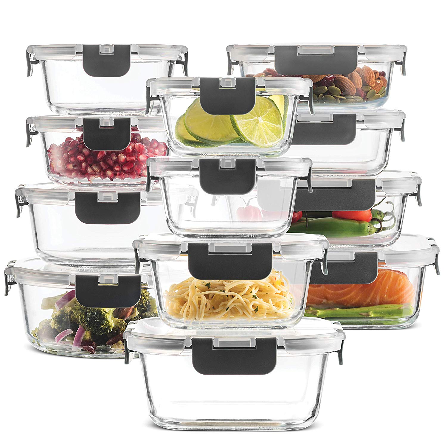 24 Piece Superior Glass Food Storage Containers Set Storables 24 Piece Superior Glass Food Storage Containers Set Storables