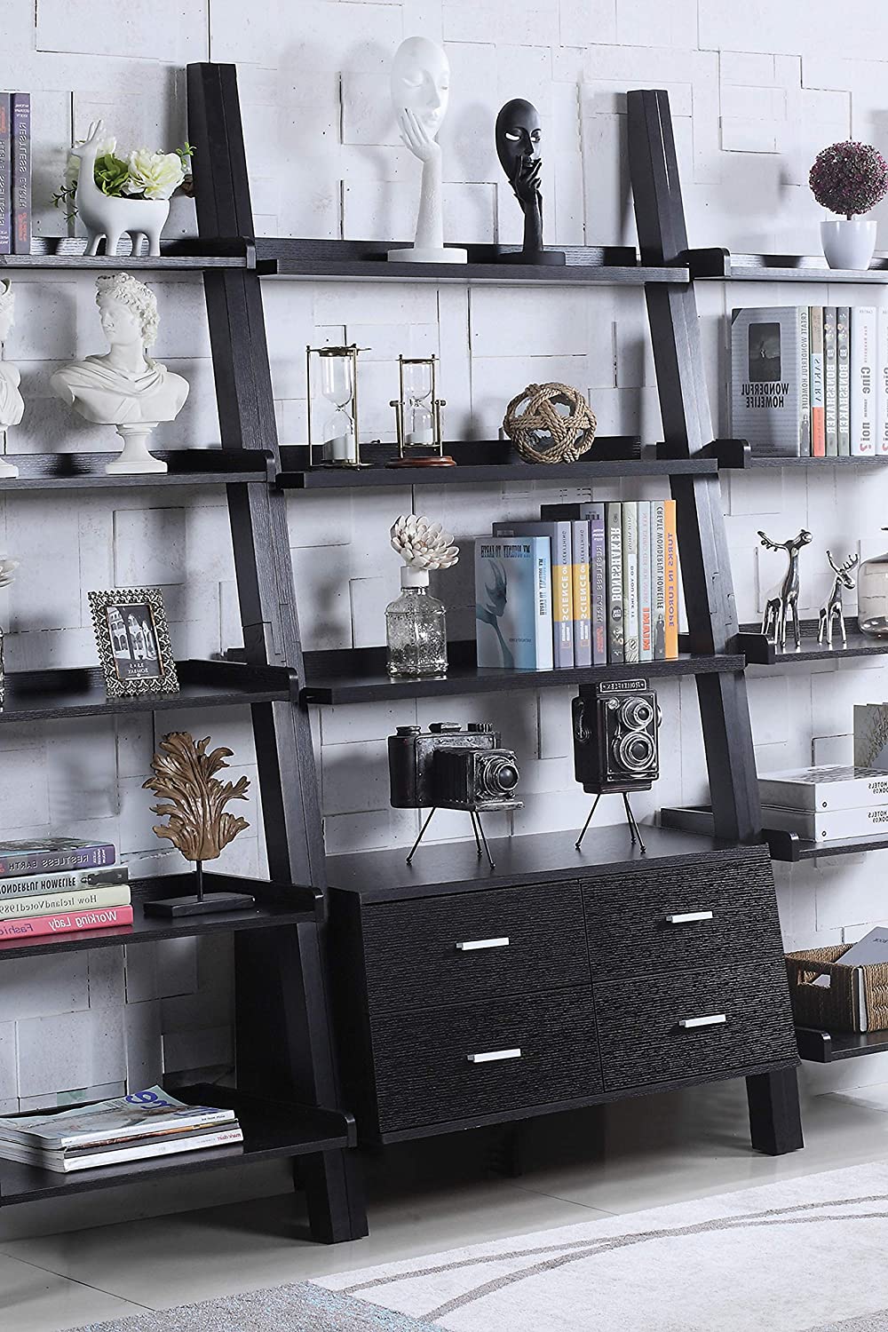 Best Industrial-Style Ladder Bookcase with Drawers Options | Storables